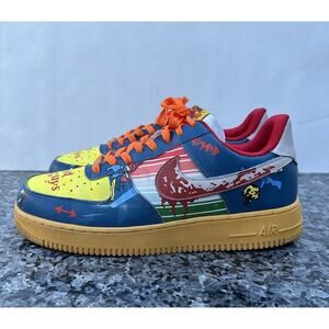 Nike | Shoes | Blue Yellow Dripping Blood Swoosh Custom Nike Air Force ...
